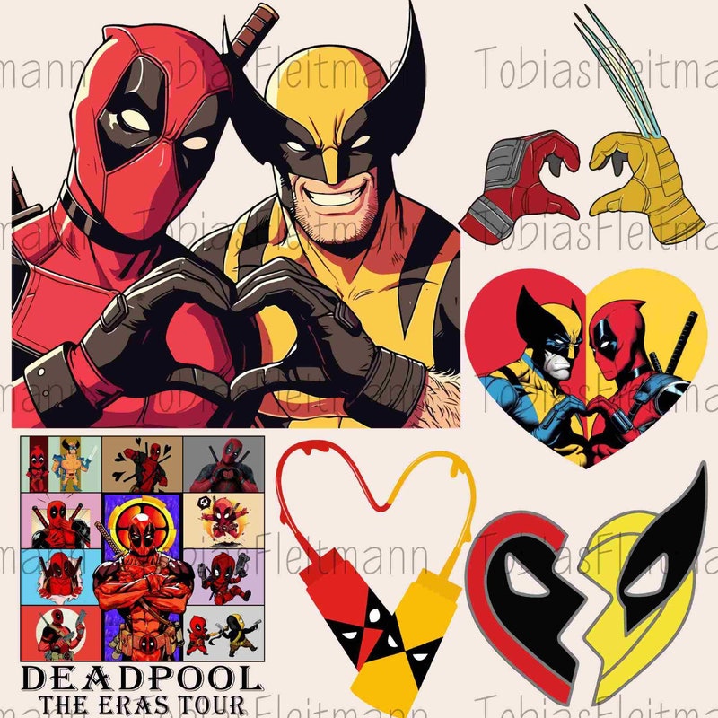 Wolverine and deadpool heart - Etsy.de