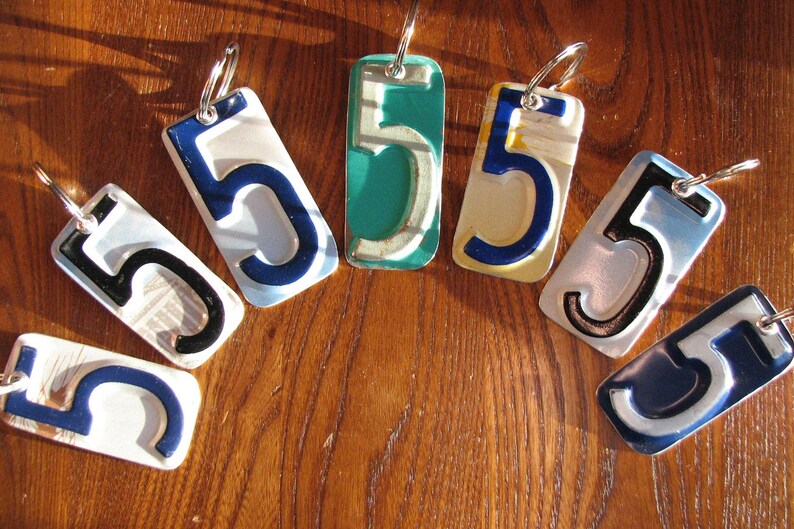 Number Five License Tag Keychain - Etsy