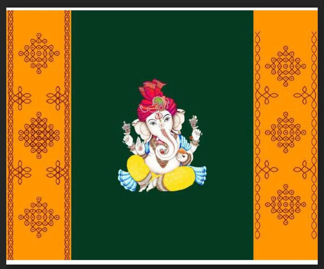 Ganesha Kolam Backdrop: Indian Housewarming Decor (8x8 Ft) - Etsy