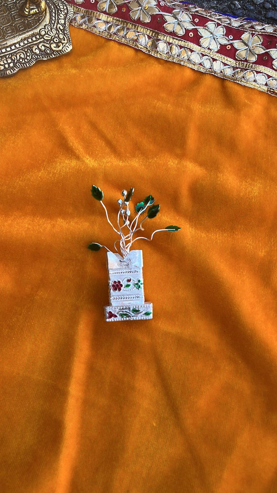 German Silver Tulsi Plant With Green Leaves and Gift Bag Return Gift - Etsy