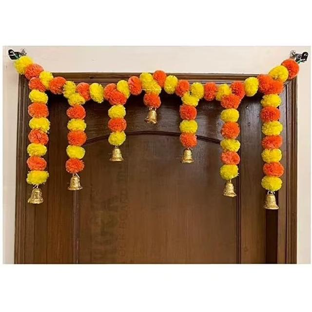 Marigold Bandarwal Toran: Indian Festive Door Garland With Bells - Etsy