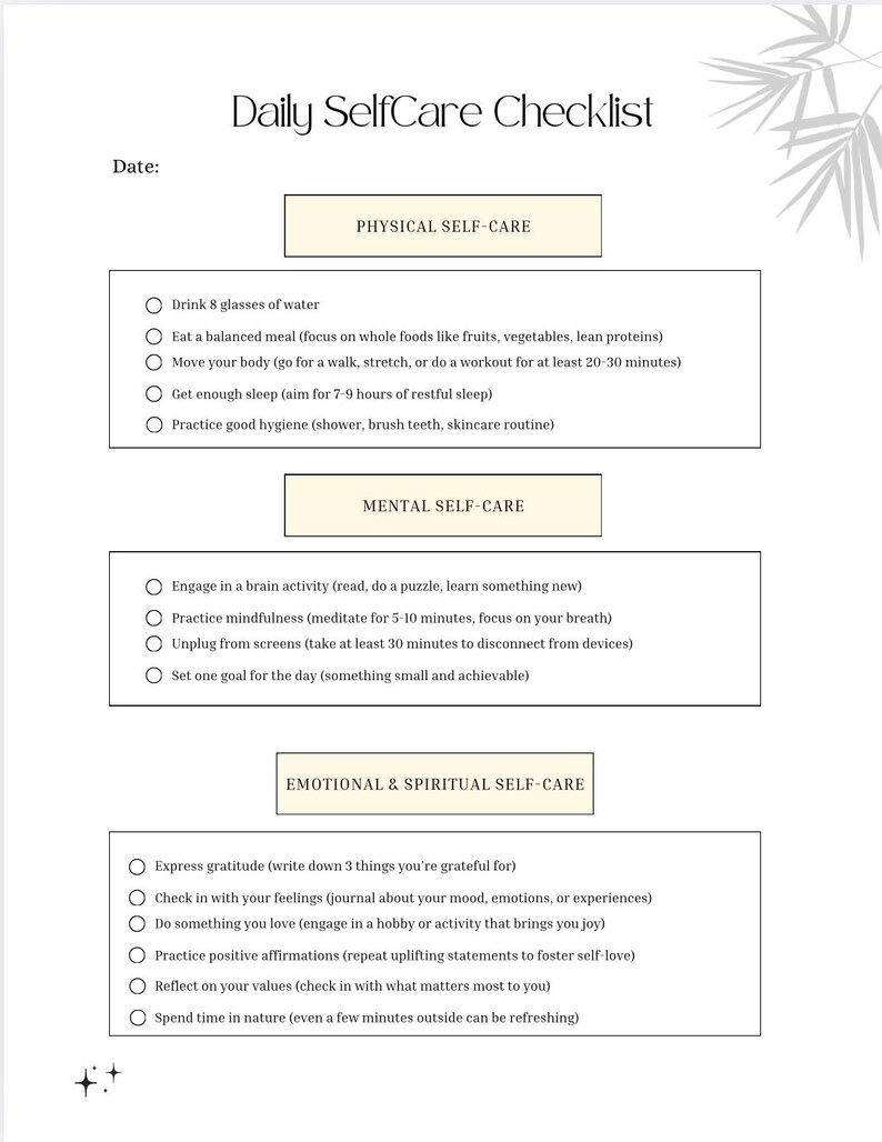 Daily Selfcare Checklist - Etsy