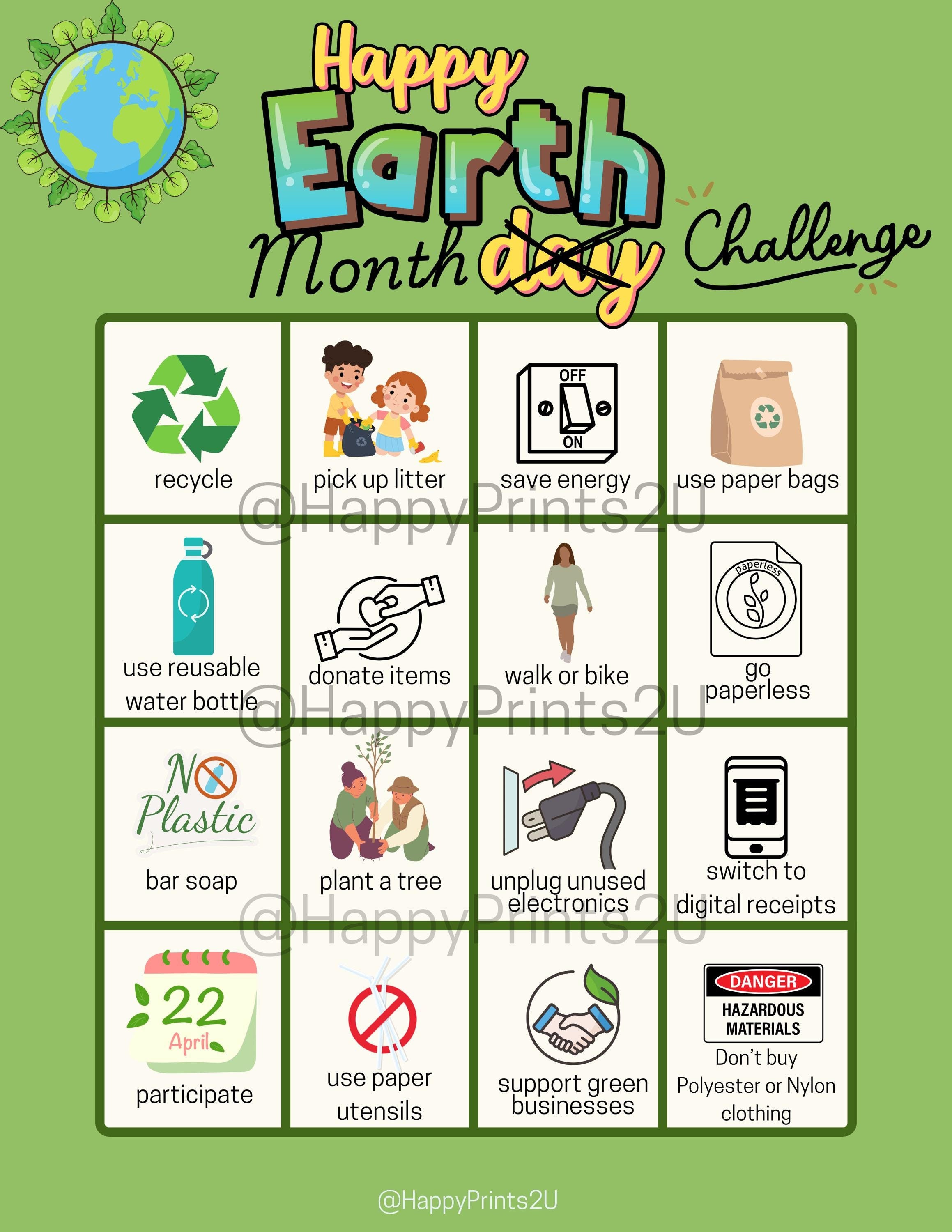 Earth Day/month Challenge Kit: Powerpoint + Bingo Flyer for Teachers ...