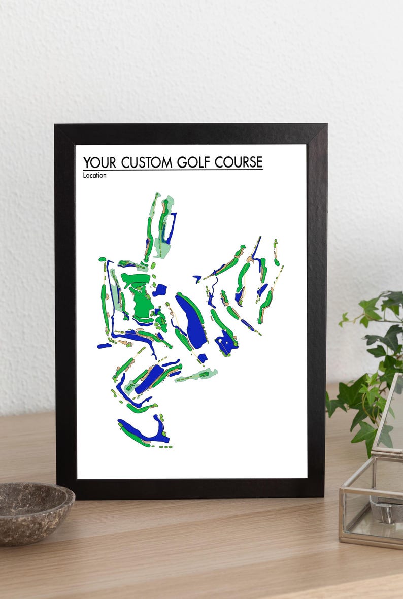 Custom Golf Course Map - Personalized - Digital Art - Gift for Golfer ...