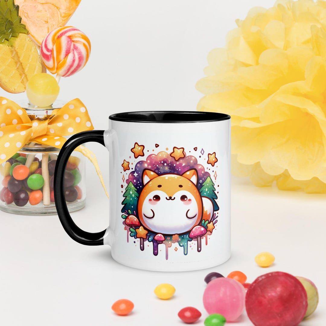 Squishy Cute Fox Mug With Color Inside Colorful Squishmallow Watercolor ...