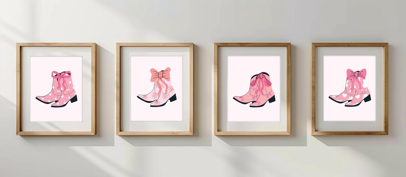Cowgirl Boots and Bows Digital Prints - Set of Four Wall Prints ...