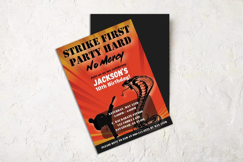 Cobra Kai Inspired Karate Birthday Party Invitation Template - Etsy
