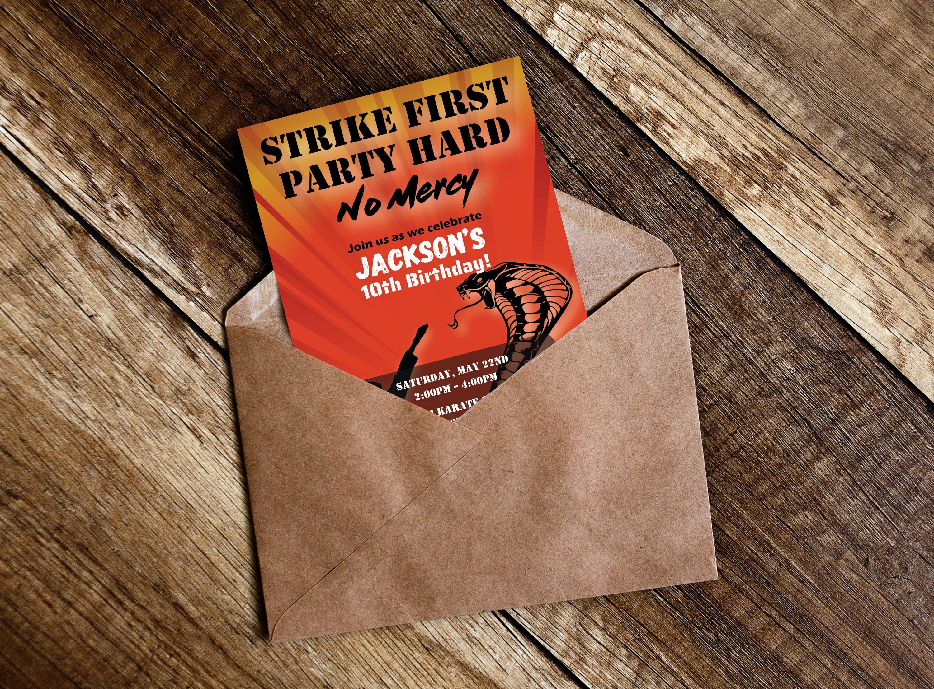 Cobra Kai Inspired Karate Birthday Party Invitation Template - Etsy