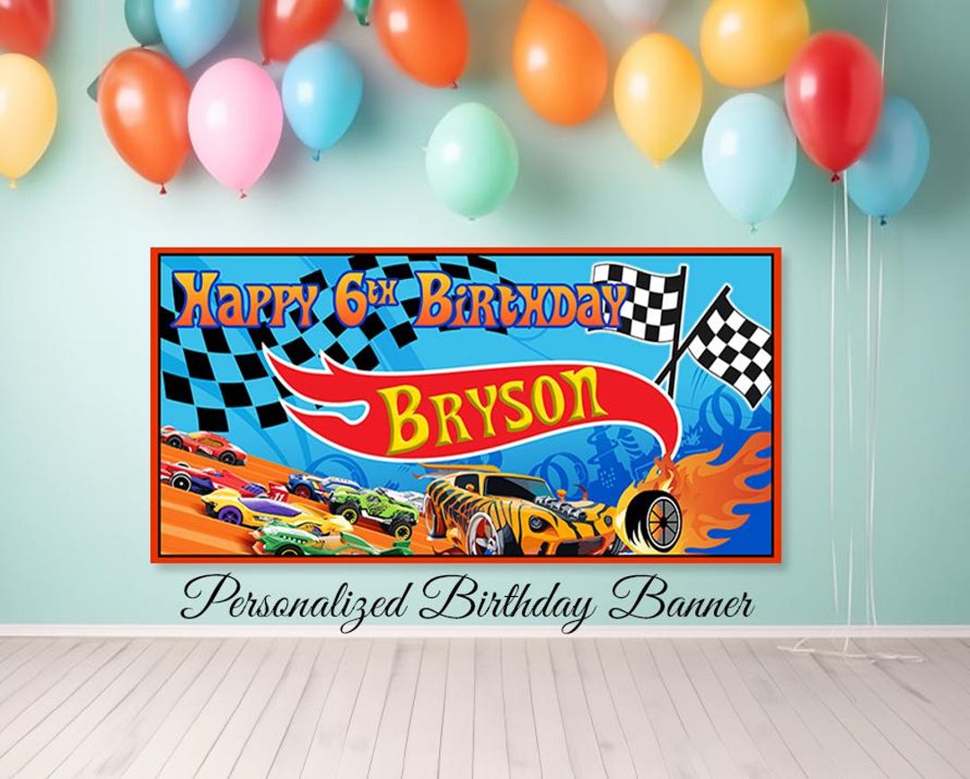 Car Birthday Banner, Hot Cars, Hot Cars Birthday Banner, Personalised ...