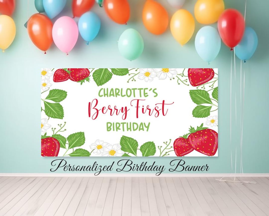 Berry 1st Birthday Banner, Personalized 1st Birthday Decor, Berry First ...