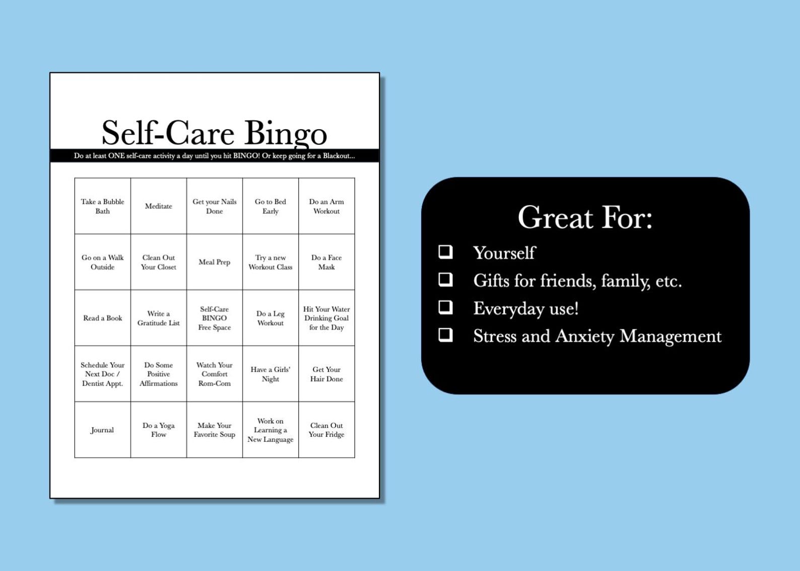 Self-care Bingo 5 Pack - Etsy