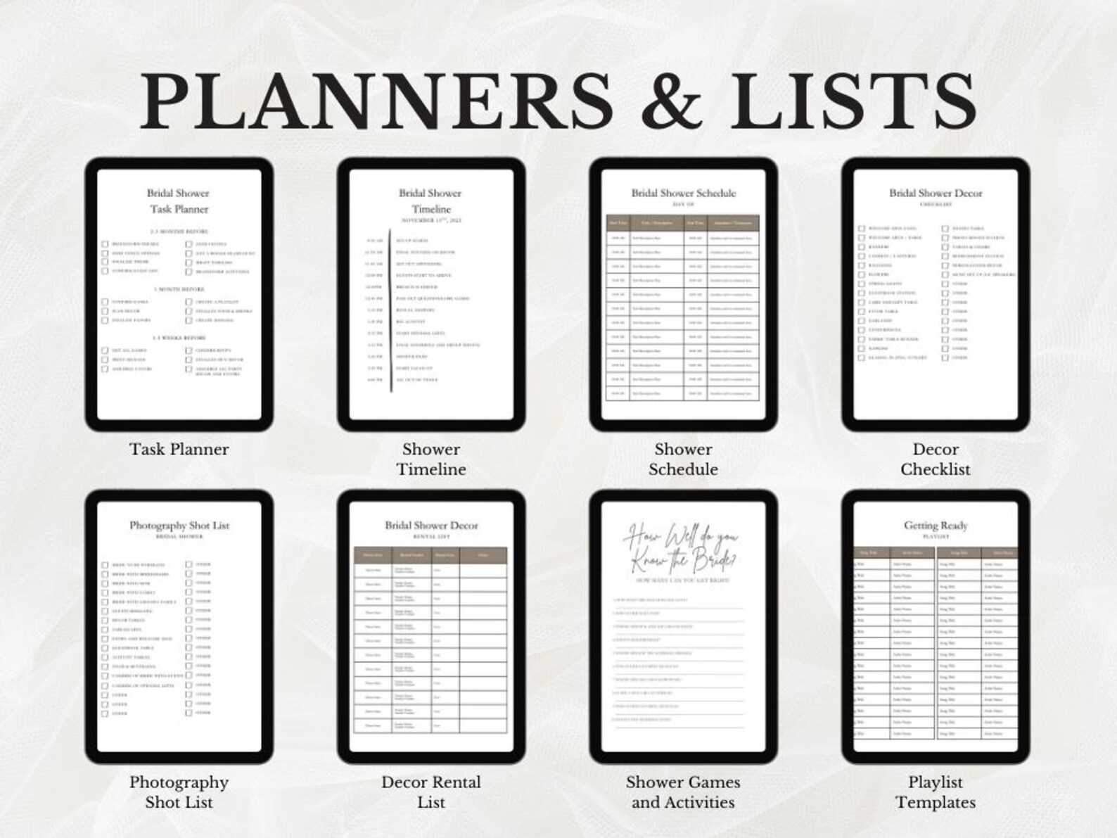 The Classic Bridal Shower Planner Bundle | Planning Checklists, Budget ...