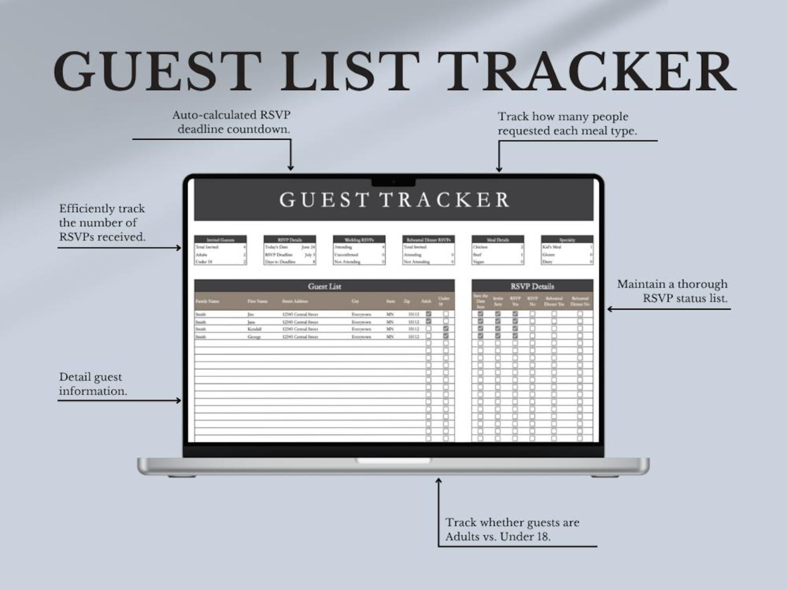 The Dusty Blue Wedding Planner Complete Bundle | Planning Checklists ...