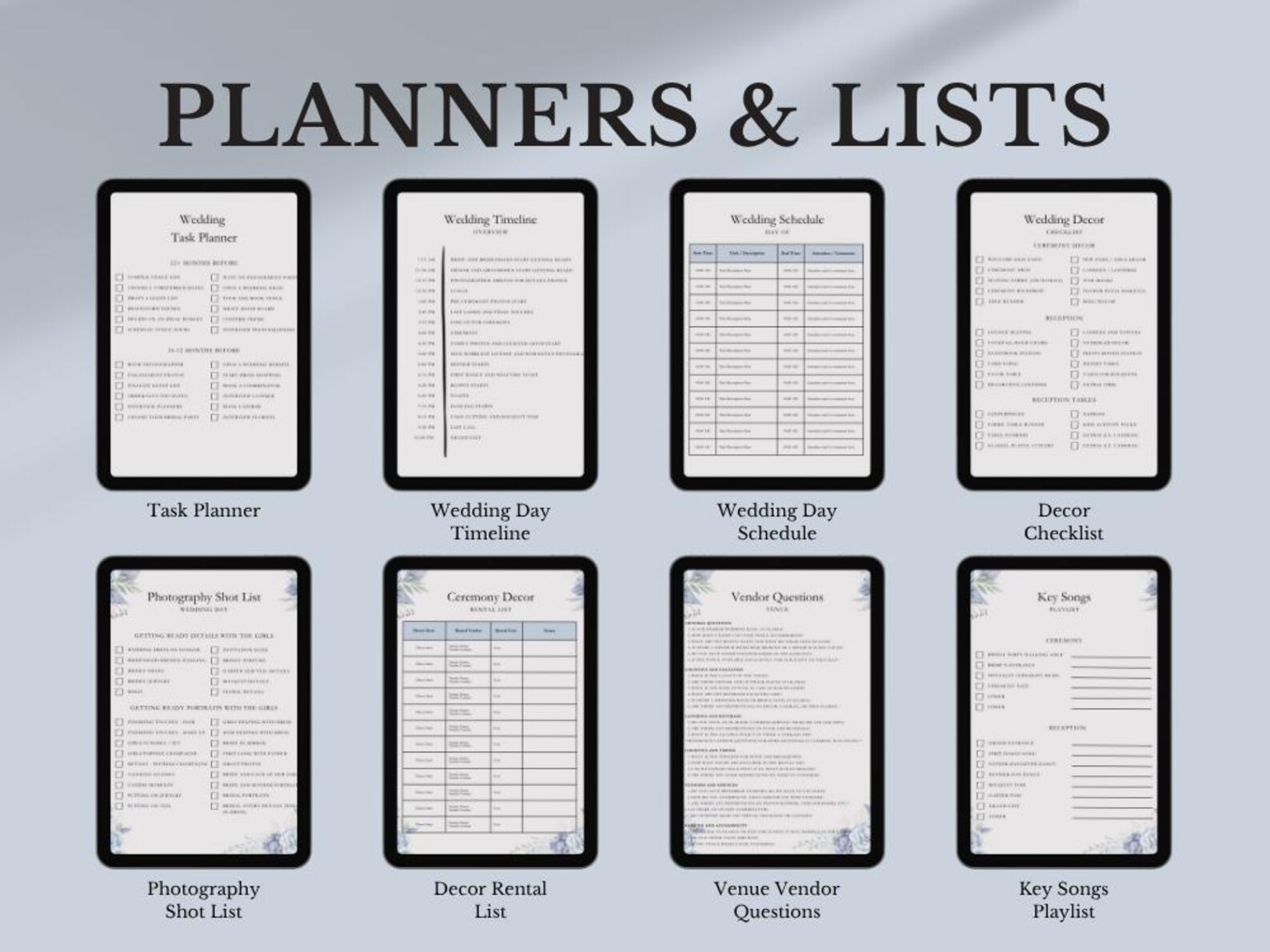 The Dusty Blue Wedding Planner Complete Bundle | Planning Checklists ...
