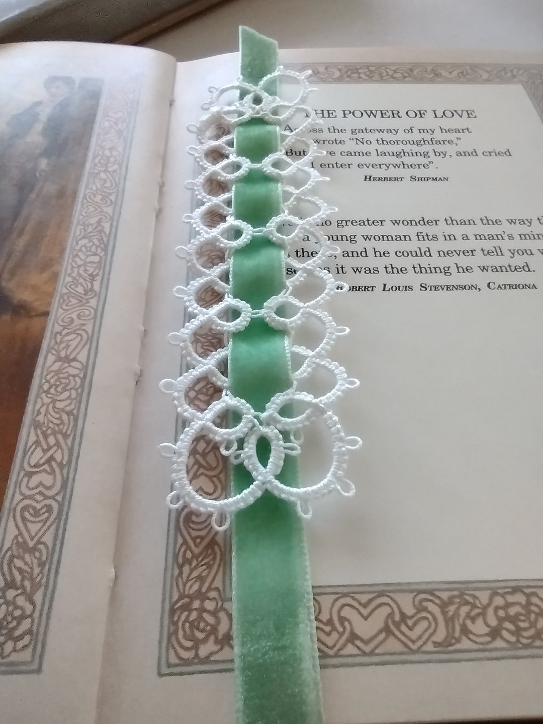 Velvet Ribbon Tatted Lace Bookmark Frivolite - Etsy