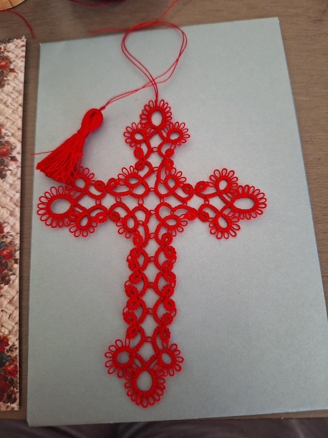 Red Cross Bookmark Tatted Lace Bible Faith Journal Tatting Keepsake ...