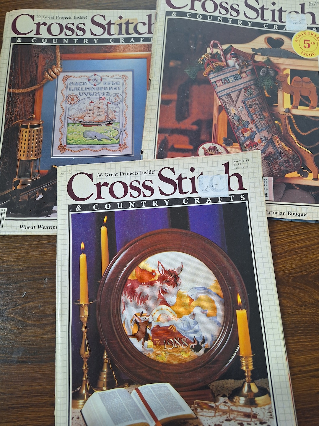 Cross Stitch & Country Crafts Magazine Set of 3 Nov/dec 1988 Jan/feb ...