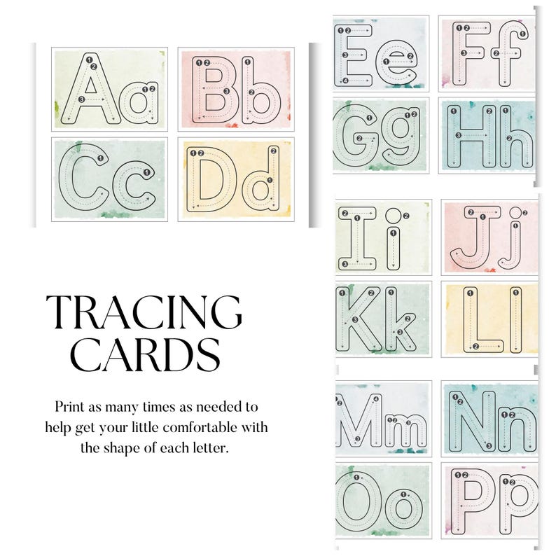 Alphabet Tracing Cards for Kids, Printable Educational Resource ...