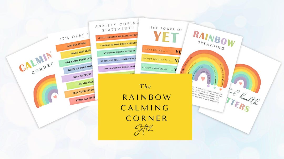 Rainbow Kids Calming Corner Poster Printable, Classroom Decor, Wall Art ...