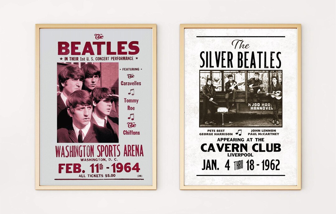 The Beatles Two Early Concert Posters, Prints Digitally Colourised and ...