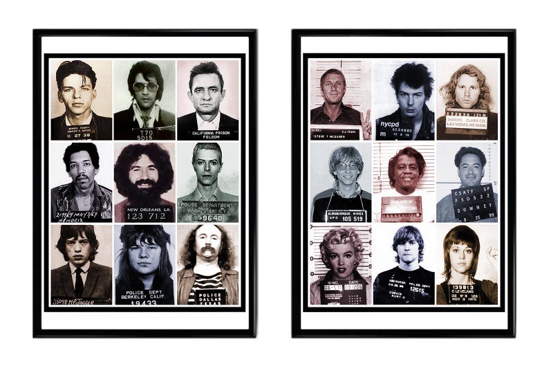 Celebrity Mugshots Poster: Vintage Rock Stars Art Print (digital ...