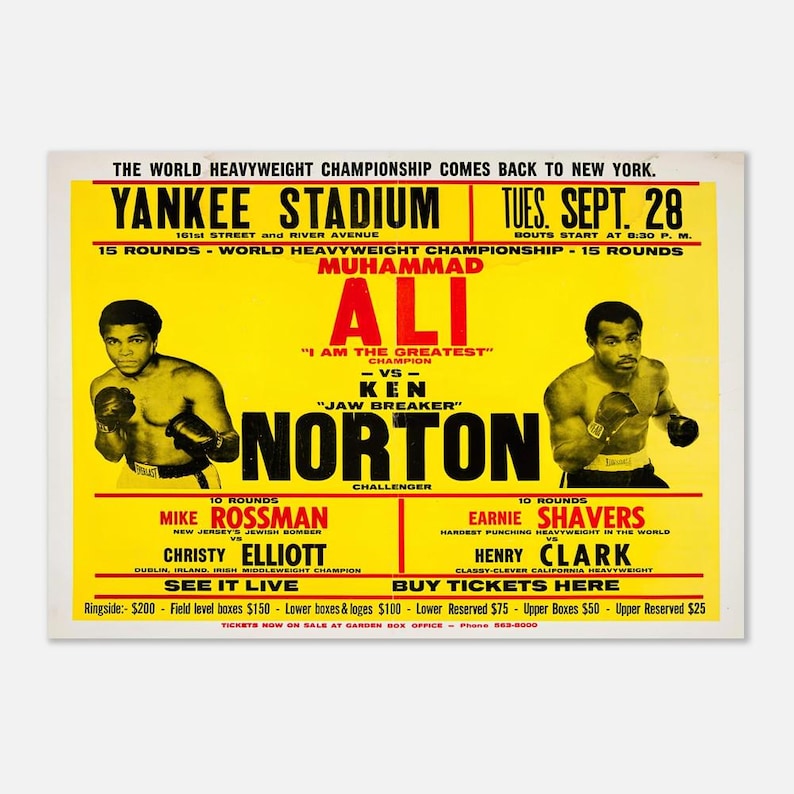 Muhammad Ali Vs Ken Norton - 1976 Yankee Stadium Poster - Etsy