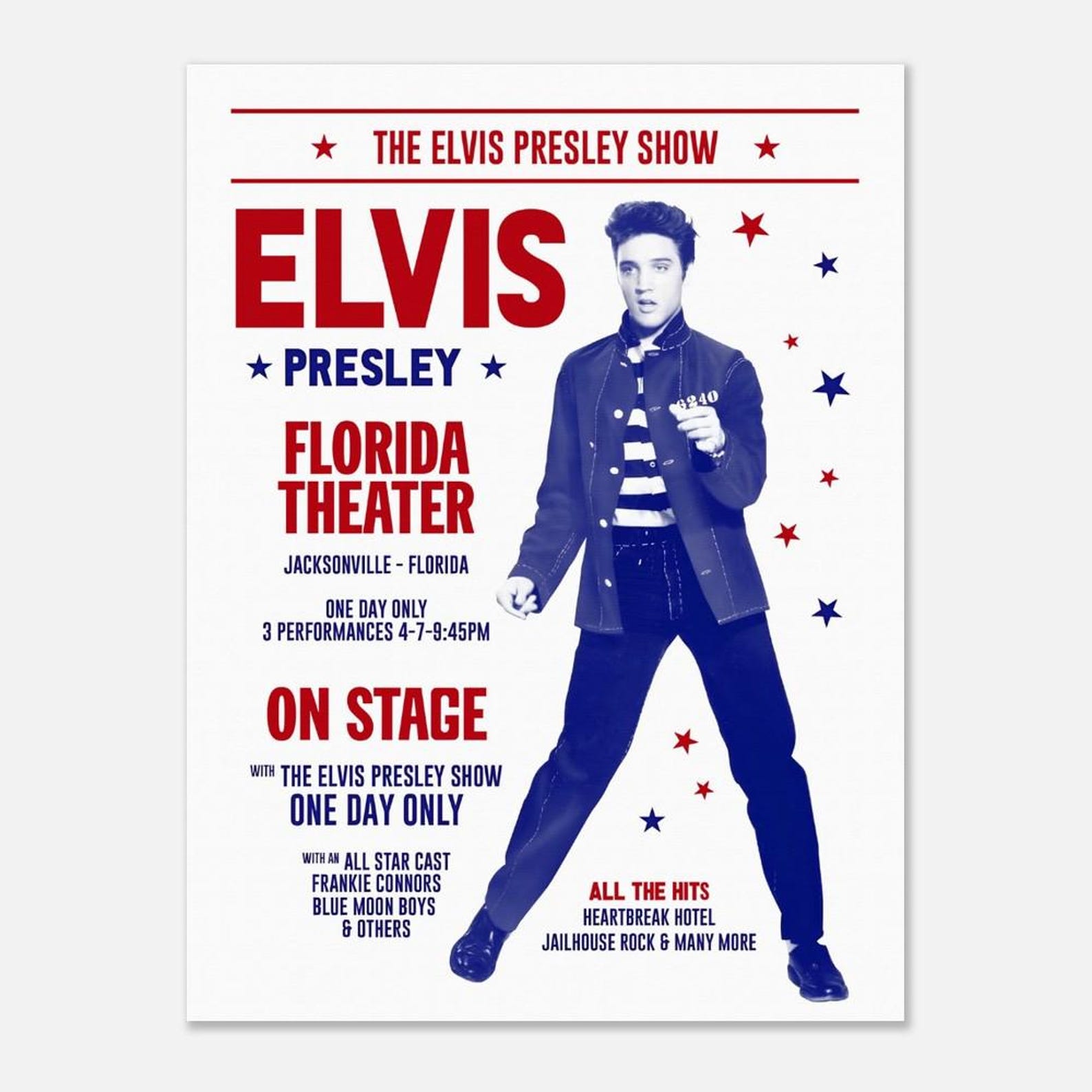 Elvis Presley Concert Poster, Florida Theatre Print, Wall Art ...