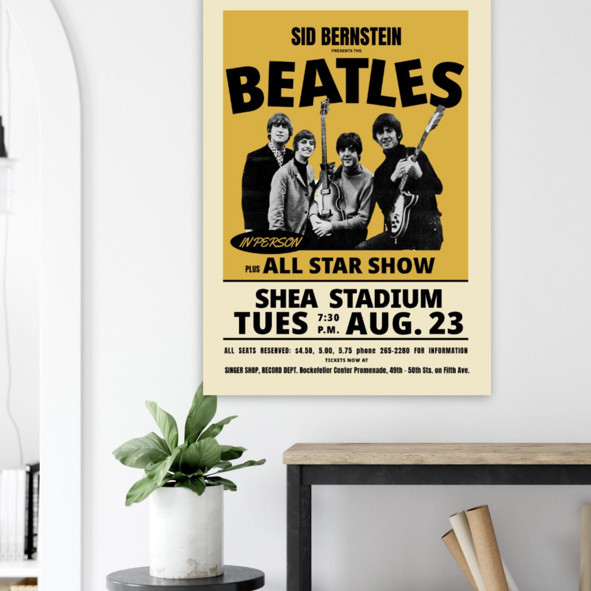 Beatles Poster, Legendary Shea Stadium Gig, 1966 Vintage Concert Poster ...