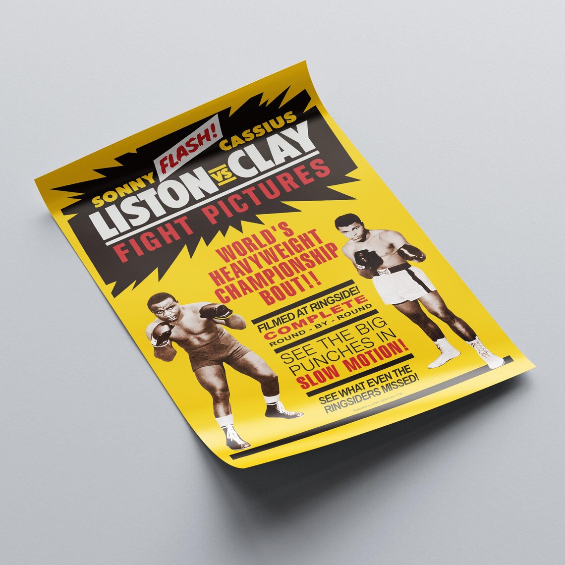 Liston Vs Clay Boxing Poster, World Heavyweight Championship Fight ...