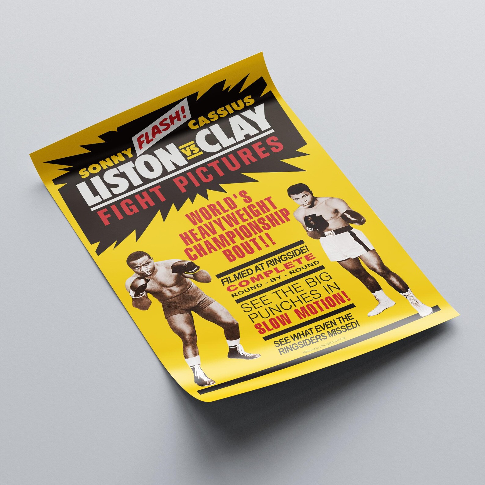 Liston Vs Clay Boxing Poster, World Heavyweight Championship Fight ...