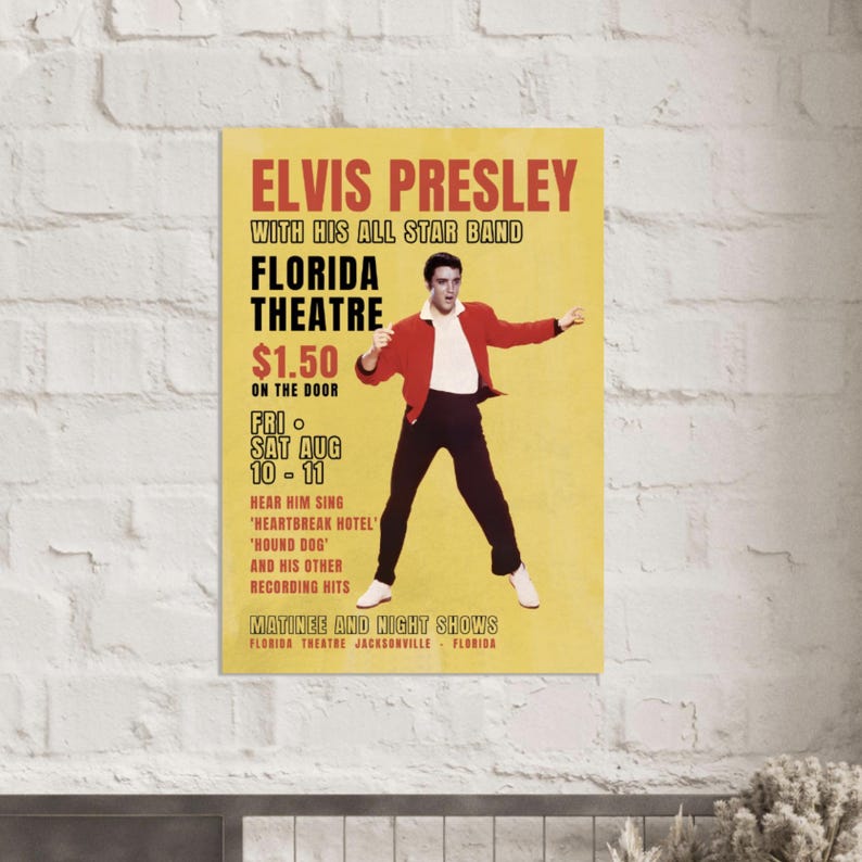 Elvis Presley Concert Poster, 1956 Reproduction, Vintage Classic Semi ...