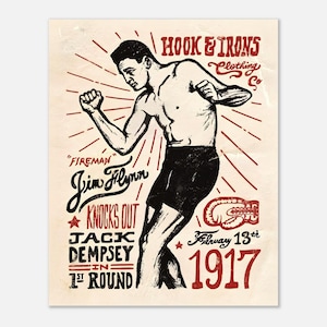 Vintage Boxing Poster: Fireman Jim Flynn Knocks Out Jack Dempsey - Etsy