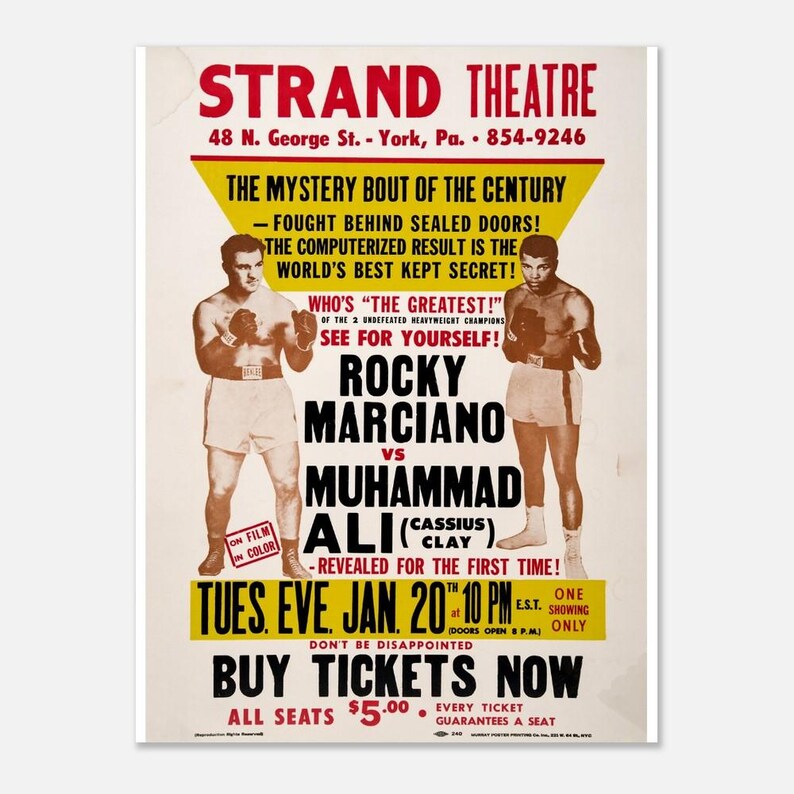 Muhammad Ali V. Rocky Marciano Poster, Fantasy Super Fight, Boho ...