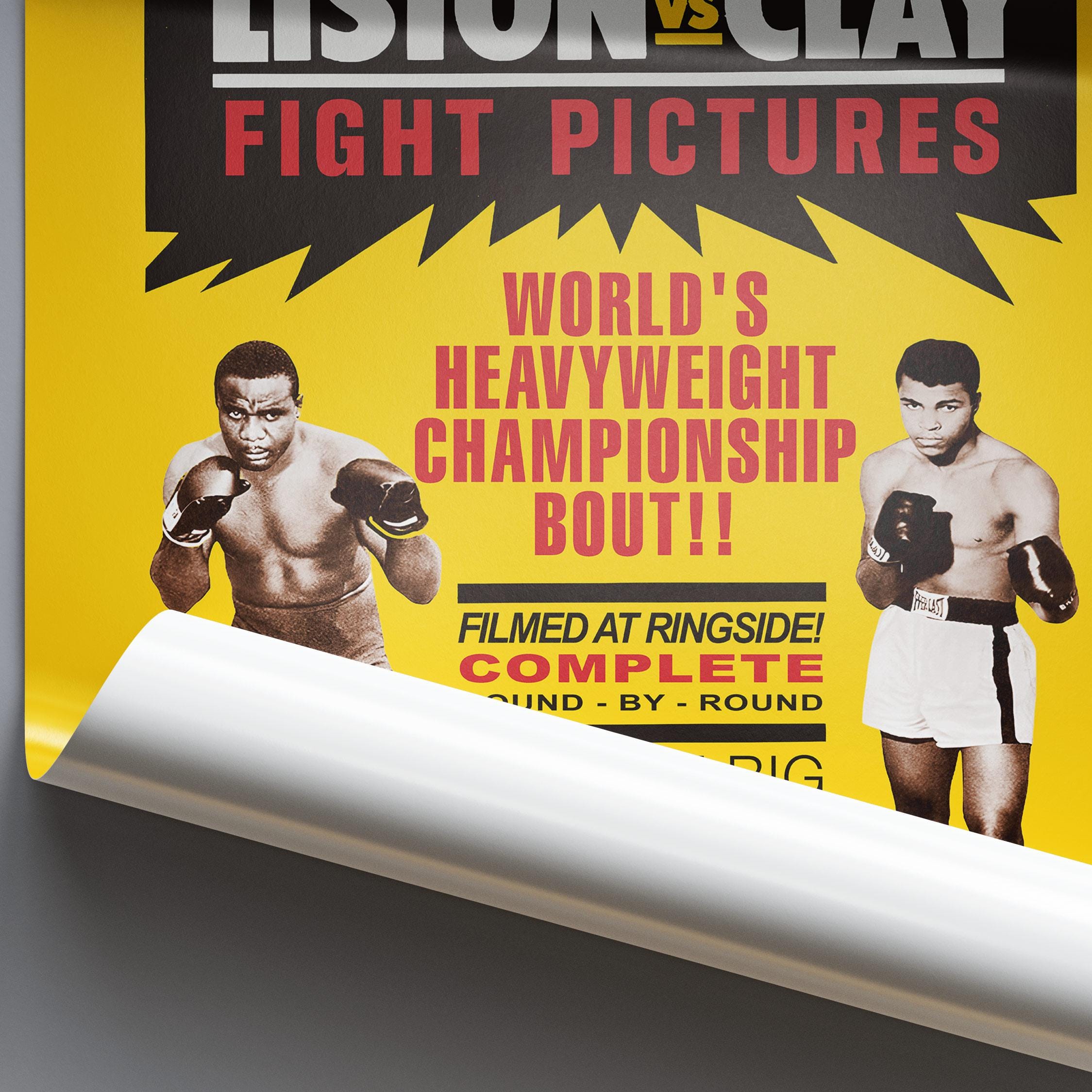 Liston Vs Clay Boxing Poster, World Heavyweight Championship Fight ...