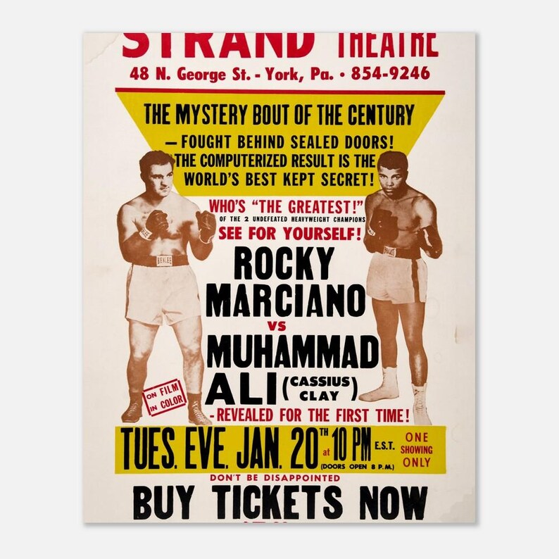 Muhammad Ali V. Rocky Marciano Poster, Fantasy Super Fight, Boho ...