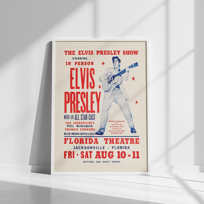 Elvis Presley Concert Poster, 1956 Reproduction, Vintage Classic Semi ...