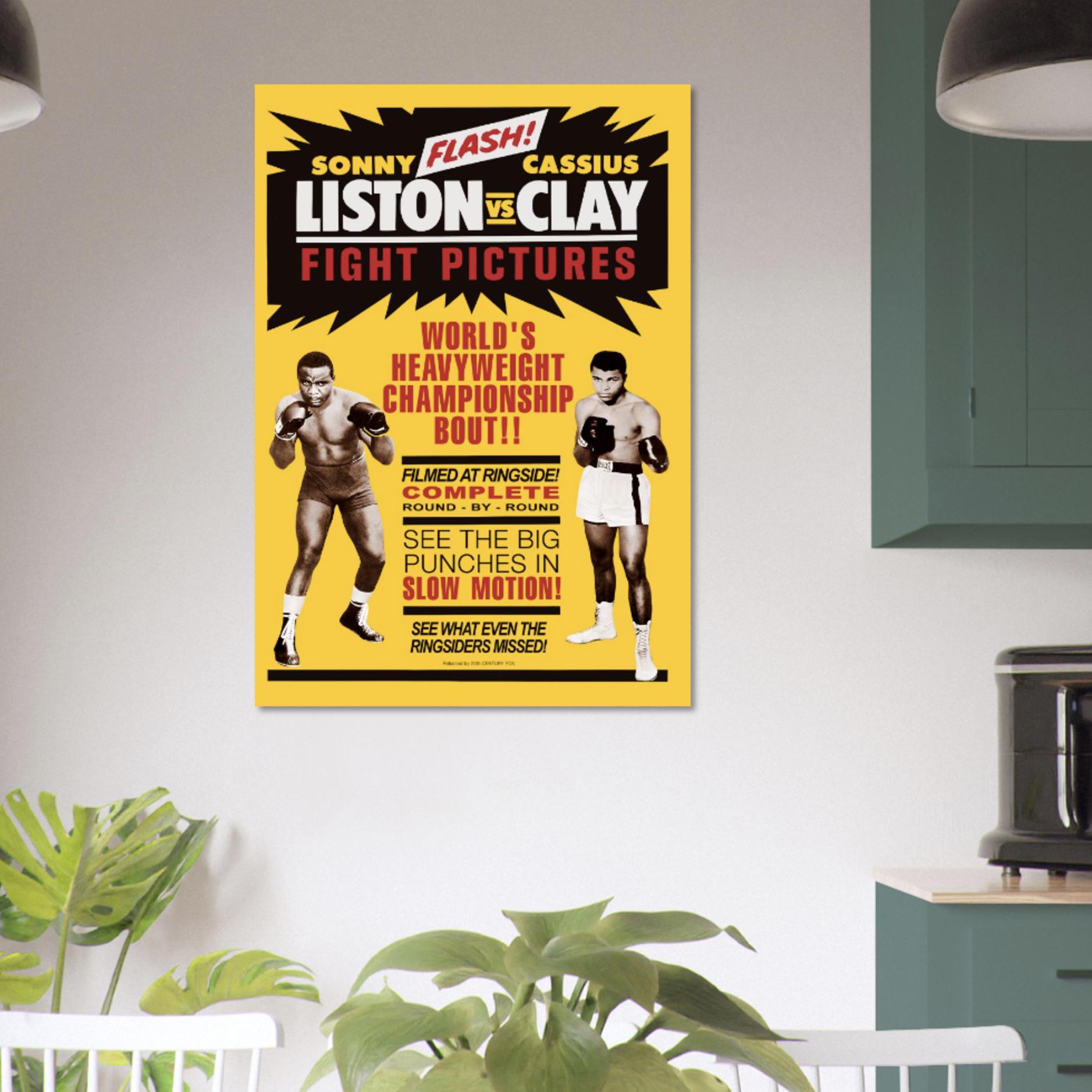 Liston Vs Clay Boxing Poster, World Heavyweight Championship Fight ...