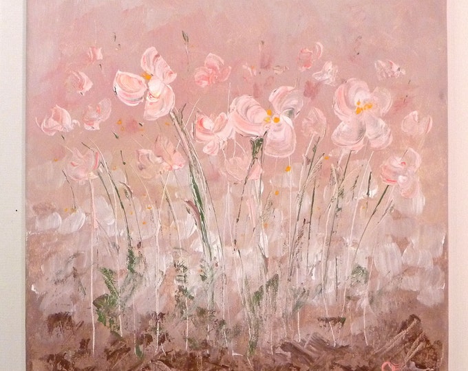 Pastel Fields/6 Original Acrylic Painting 12x12 Square, Textured Spring ...