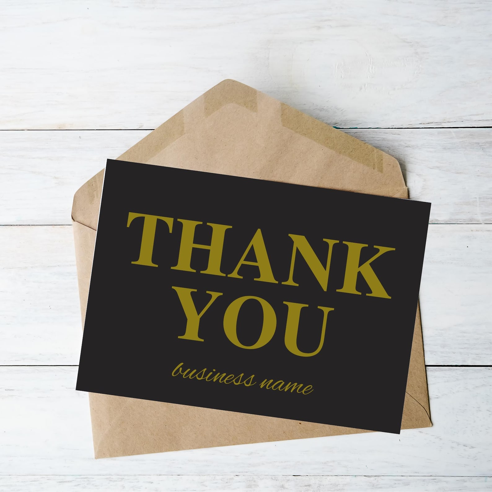 Black and Gold Thank You Card Template, Editable Business Thank You ...
