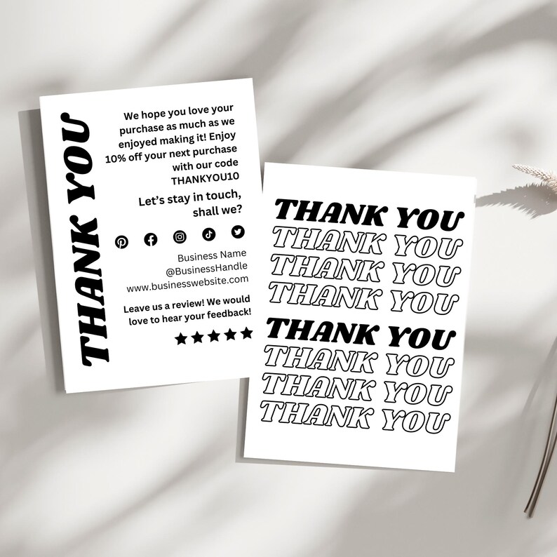 Simple Modern Business Thank You Card Template, Editable Small Business ...