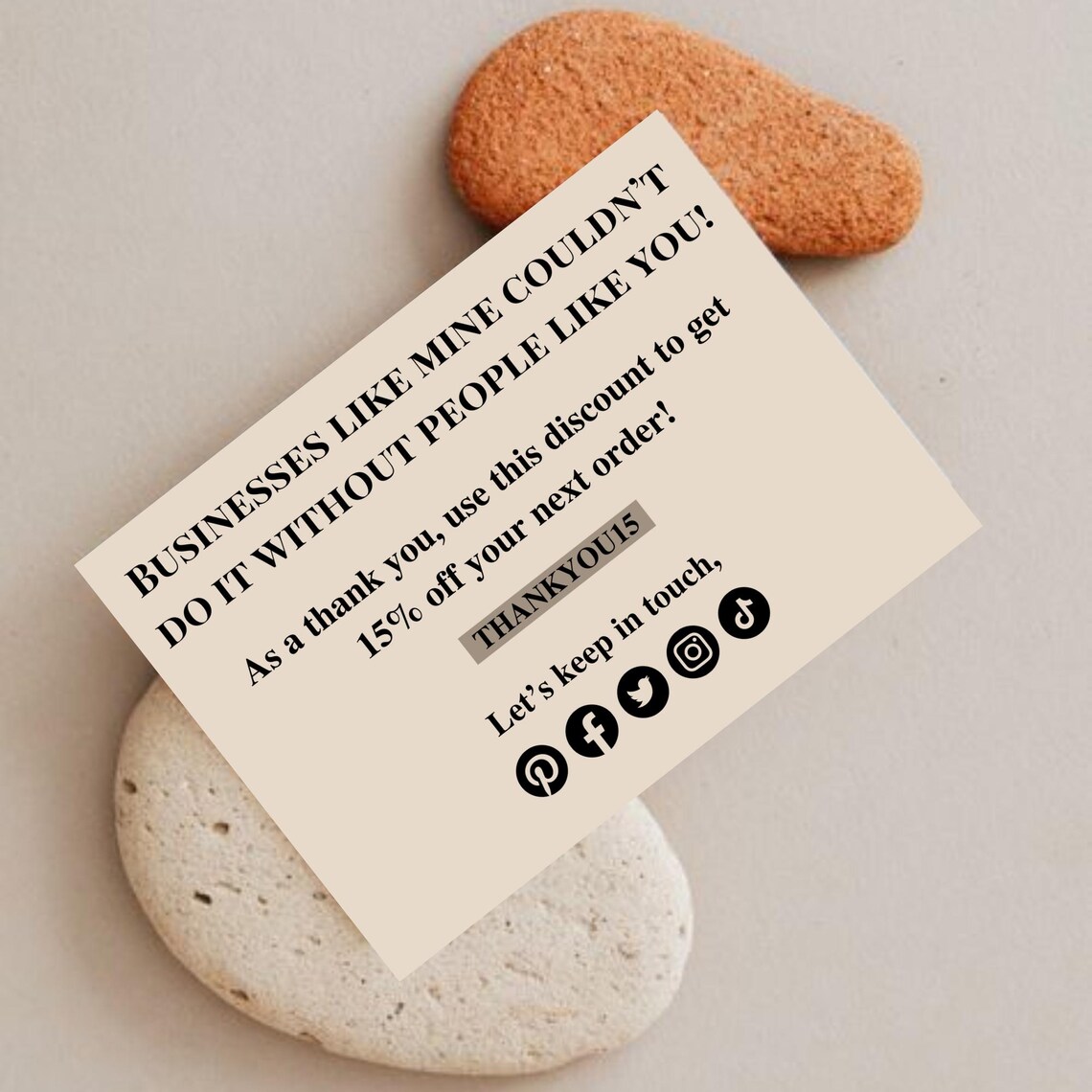 Neutral Earth Tone Boho Business Thank You Card Template, Business ...
