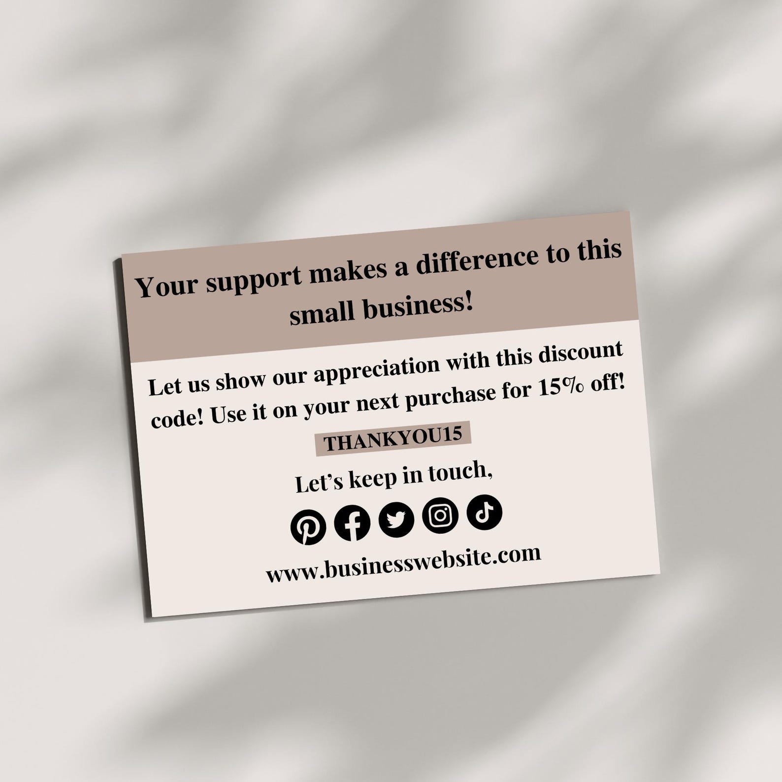 Editable Boho Business Thank You Card, Editable Package Insert ...