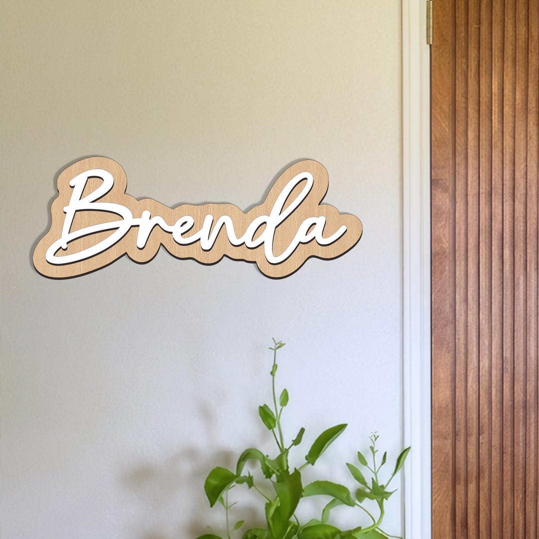 Personalised Wall Name Sign, Wooden lunar Font Art Nursery Decor Kids ...