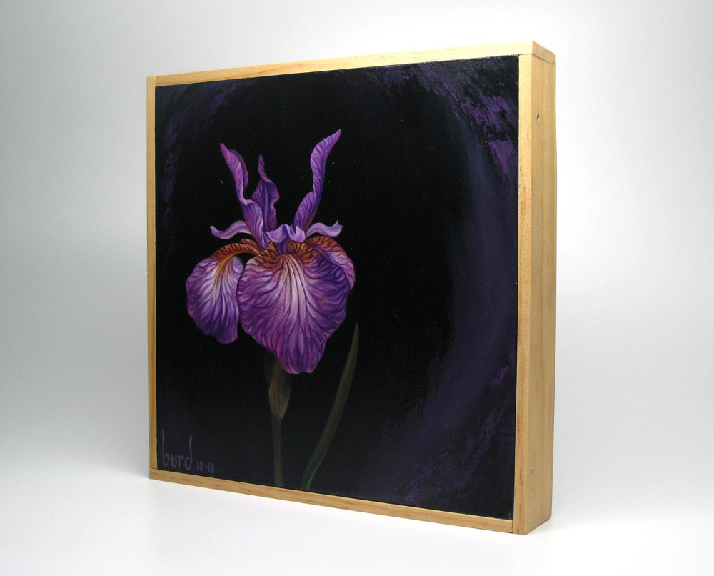 Eric the Red Iris - Original Oil Painting on Wood 8x8 - Etsy