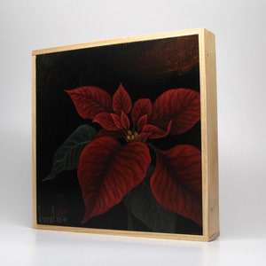 Orion Red Poinsettia - Original Oil Painting on Wood 8x8 - Etsy