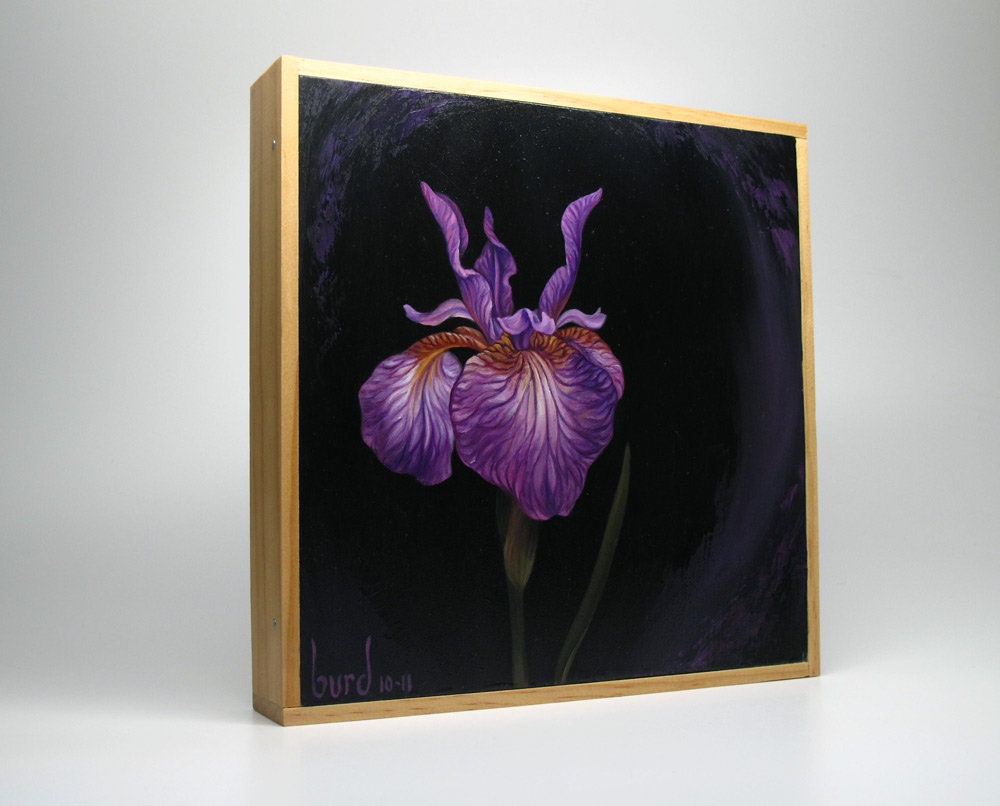 Eric the Red Iris - Original Oil Painting on Wood 8x8 - Etsy