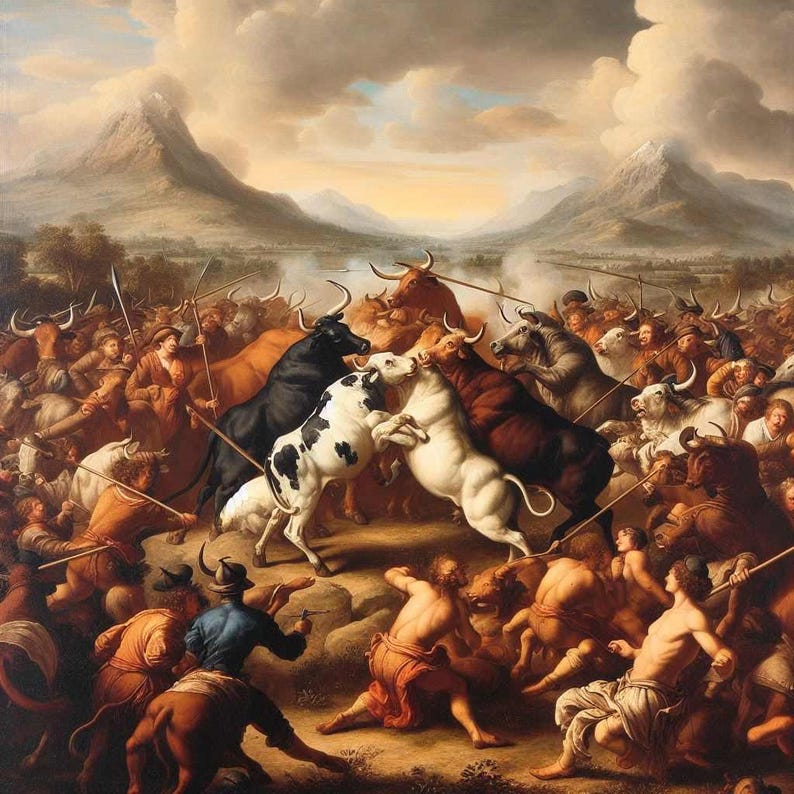 Battlefield of Cows Poster Unique Poster Museum-quality Poster on Thick ...