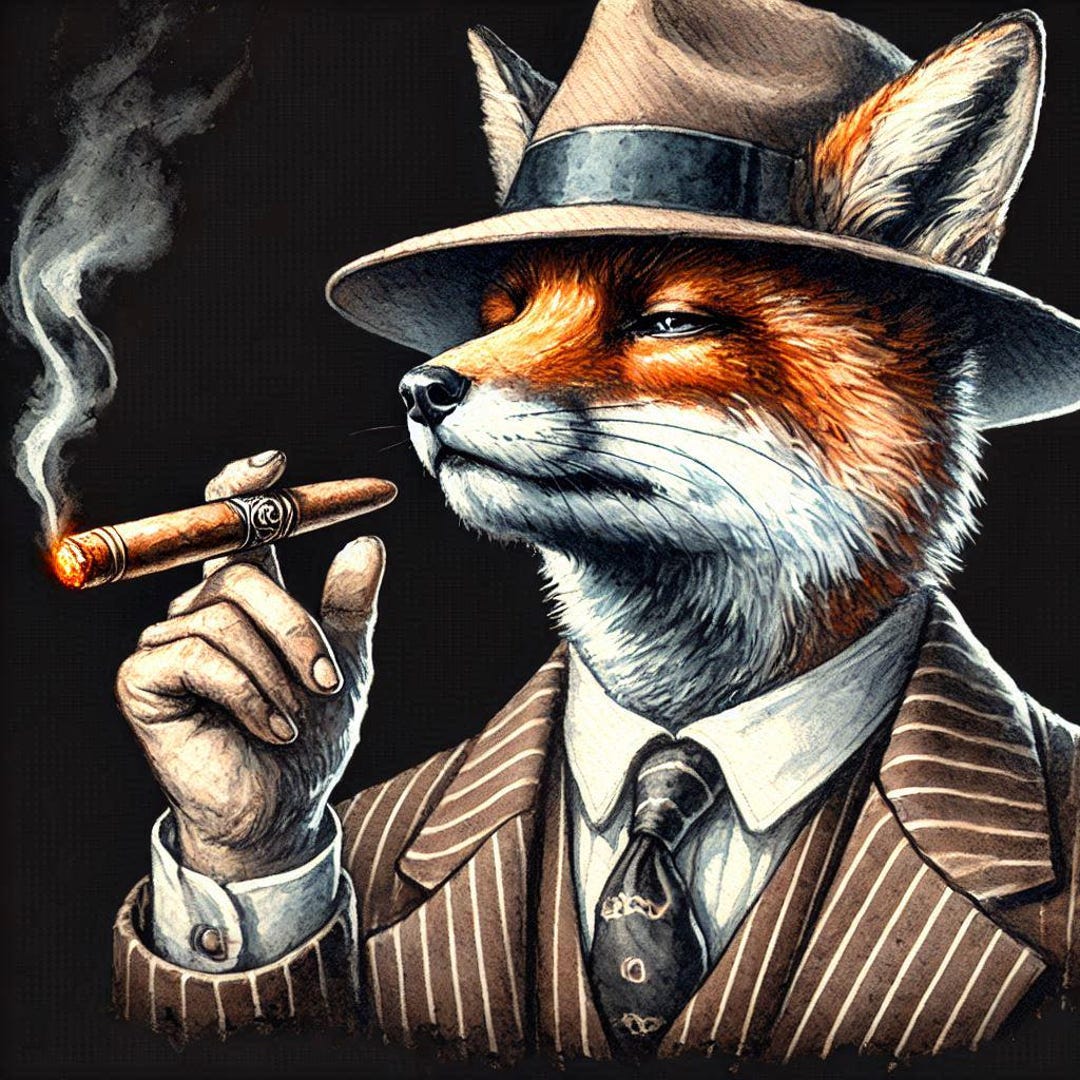 Vintage Fox Gangster Boss From the 1930s Cool Poster in Watercolor ...