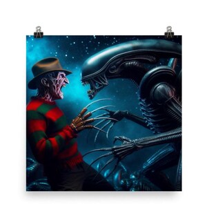 Freddy Vs Alien Horror Movie Poster Unique Poster Museum-quality Poster ...