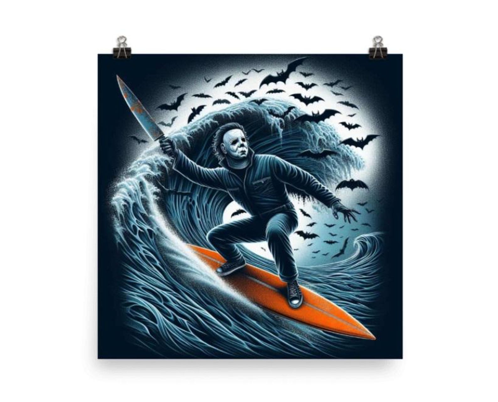 Michael Myers Surfing Funny Horror Movie Poster Halloween Unique Poster ...